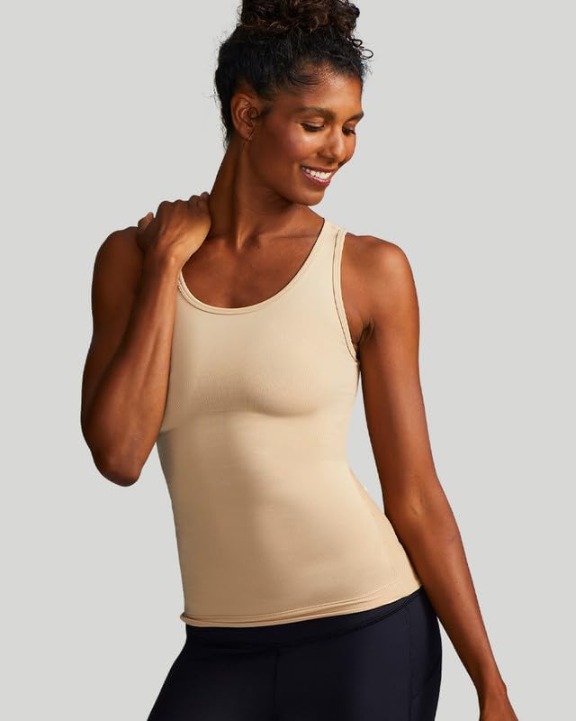 Tommie Copper for Women Lower Back Support Tank, Compression Shirt for Women with Lower Back Pain Relief, Lower Back Support Compression Tank, Nude M