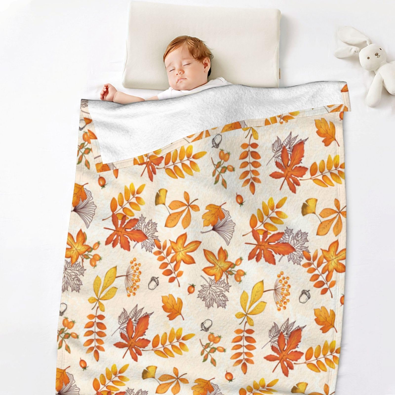 XQWATW Fall Throw Blanket Decor Autumn Leaf Print Soft Warm Blanket Thanksgiving Decoration and Gifts Cozy Fleece Blanket for Bed Sofa Couch 50 x 60 Inch