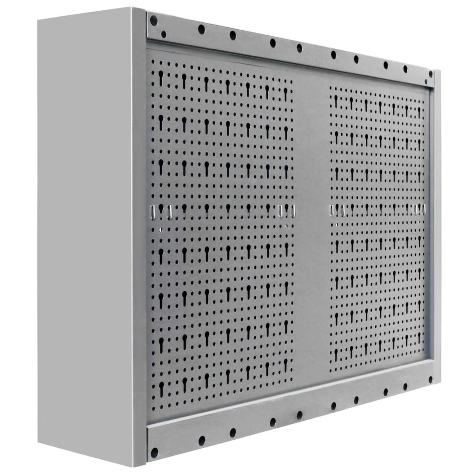 Tidyard Wall Mounted Tool Cabinet with Adjustable Storage Shelves and Euro Holes Industrial Style Lockable Metal Tool Storage Unit for Workshop Garage 31.5 x 7.5 x 23.6 Inches (W x D x H)