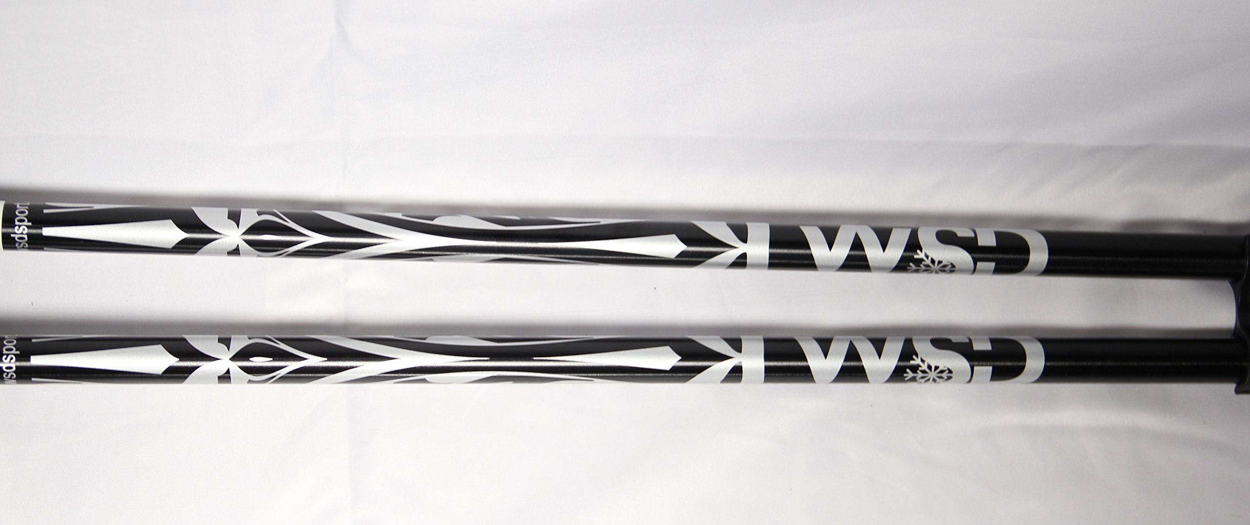 WSD Ski Poles Alpine Aluminum Black/Silver Ski Poles Pair with Baskets + Extra Powder Baskets New (115cm-46)