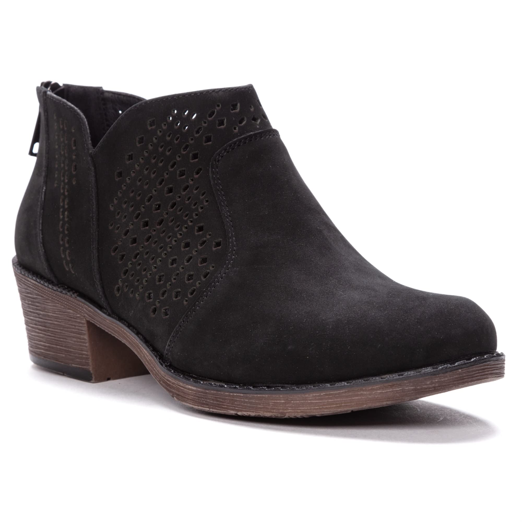 Women's Propet Remy Ankle Bootie Black Nubuck 8.5 W