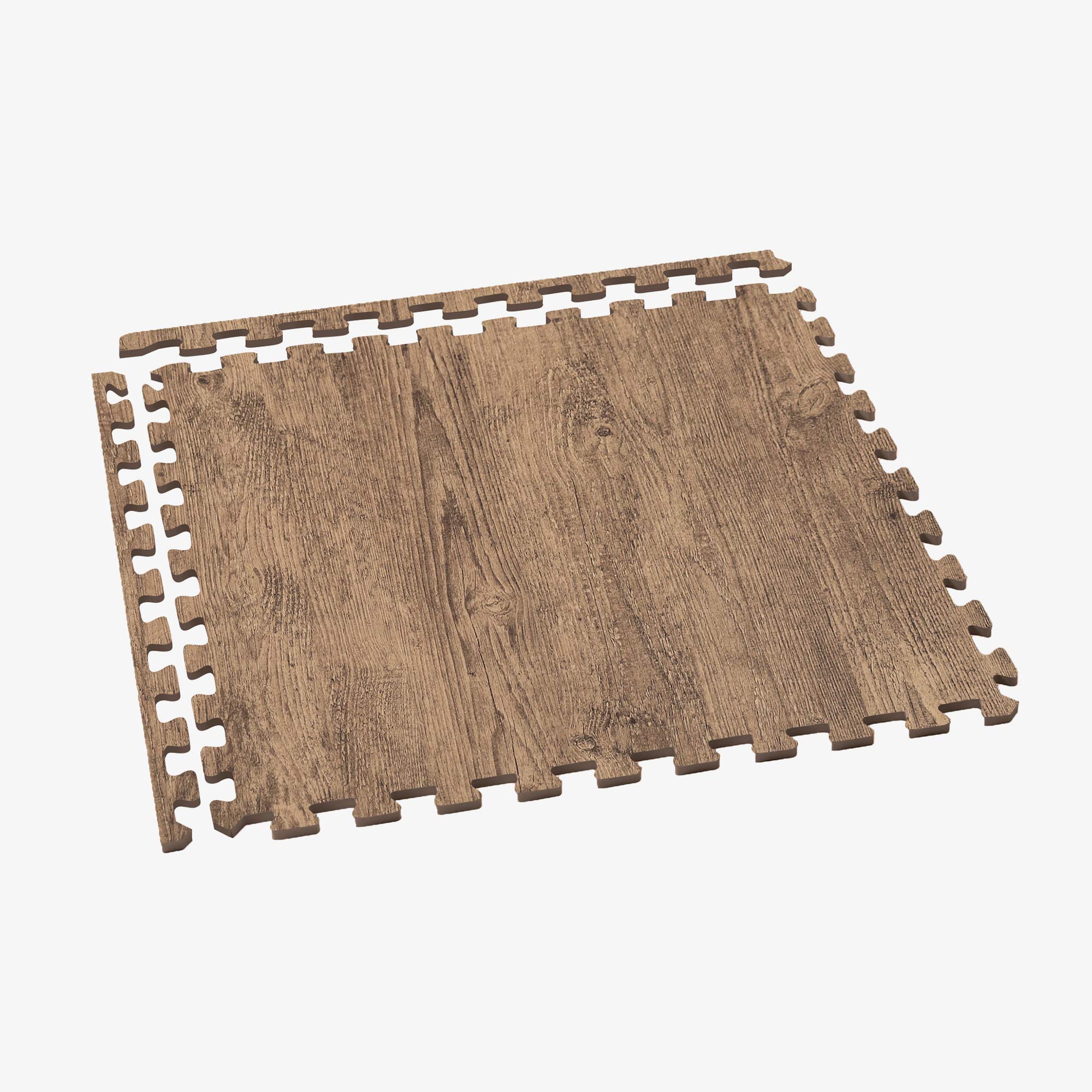 We Sell Mats Forest Floor Farmhouse Collection 3/8 Inch Thick Printed Wood Grain Mats, 24 in x 24 in, Barnwood Brown