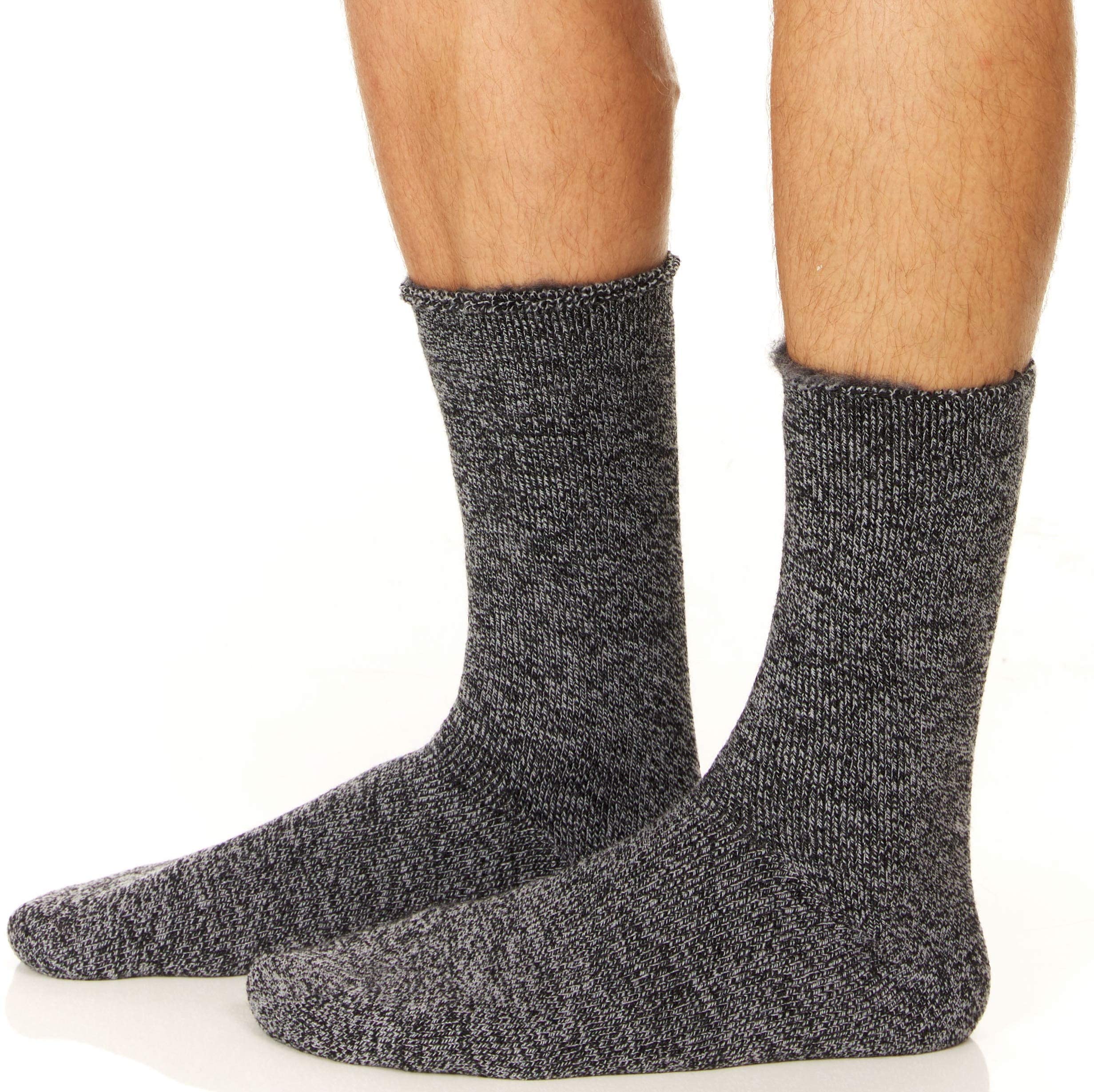 UNIQUE STYLES ASFOOR 3 Pack Thermal Heated Hiking Socks For Men, Thick Warm Winter Socks For Outdoors (7-12, Solid Charcoal/Light Grey/Navy)