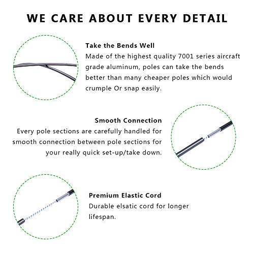 Weanas Tent Poles Replacement, Aluminum Rod Tent Pole Multifunction Lightweight Tent Pole Repair Kit, 7001 Series Aluminum Heated (9FT(276cm) 2 Poles)