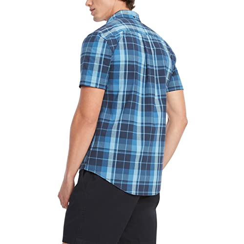 Tommy Hilfiger Men's Short Sleeve Casual Button Down Shirt in Regular Fit, Carbon Navy