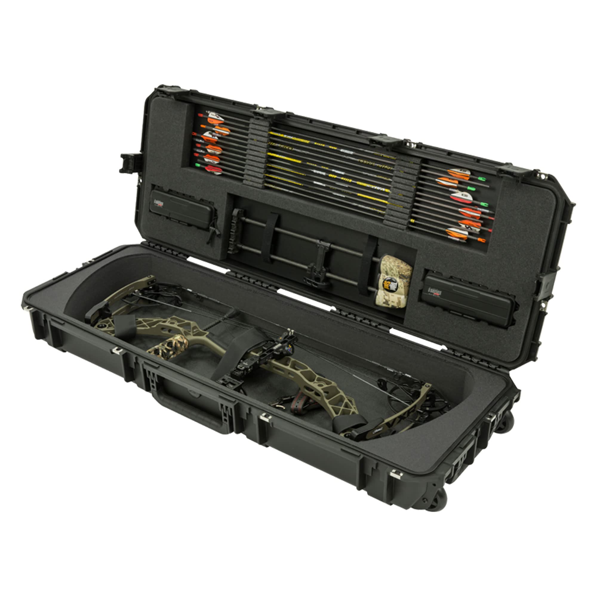 SKB Cases 3I-4214-MPL iSeries Mathews Hard Shell Exterior Waterproof Bow Case with Skate Style Wheels and Trigger Release Latch System, Black