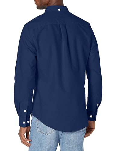 Tommy Hilfiger mens Long Sleeve Solid Oxford in Custom Fit Button Down Shirt, Tommy Navy, Medium US