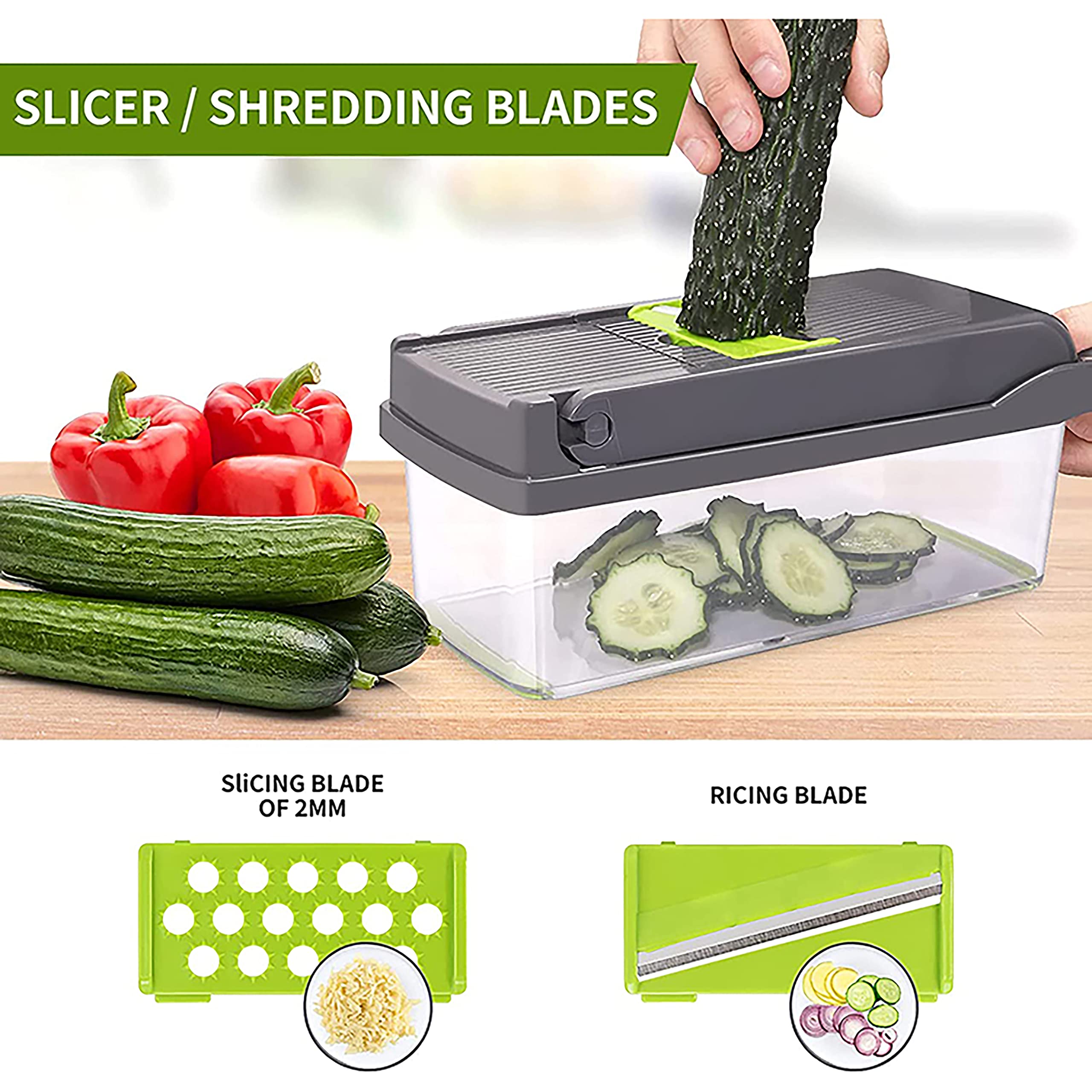 Vegetable Chopper, ideal for cutting and dicing fruits and vegetables slicer dicer cutter versatile veggie chopper with 8 blades and attachments onion cutter