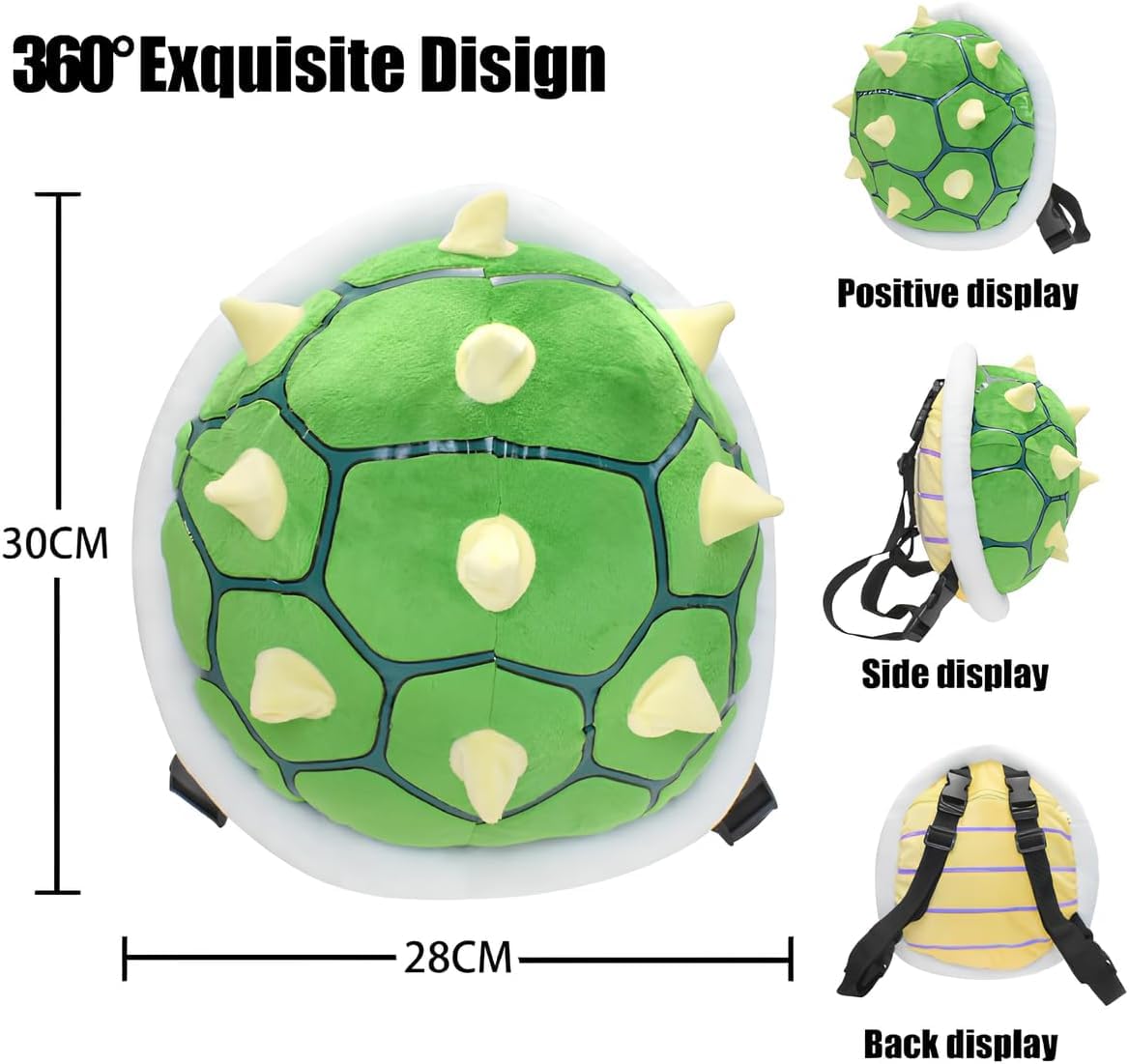 ZHYPFF Green Backpack Ultra Yellow Spiked Turtle Shell Backpack Role Play Costume Accessory Prop Soft Stuffed Cartoon Toy 11.4 inch