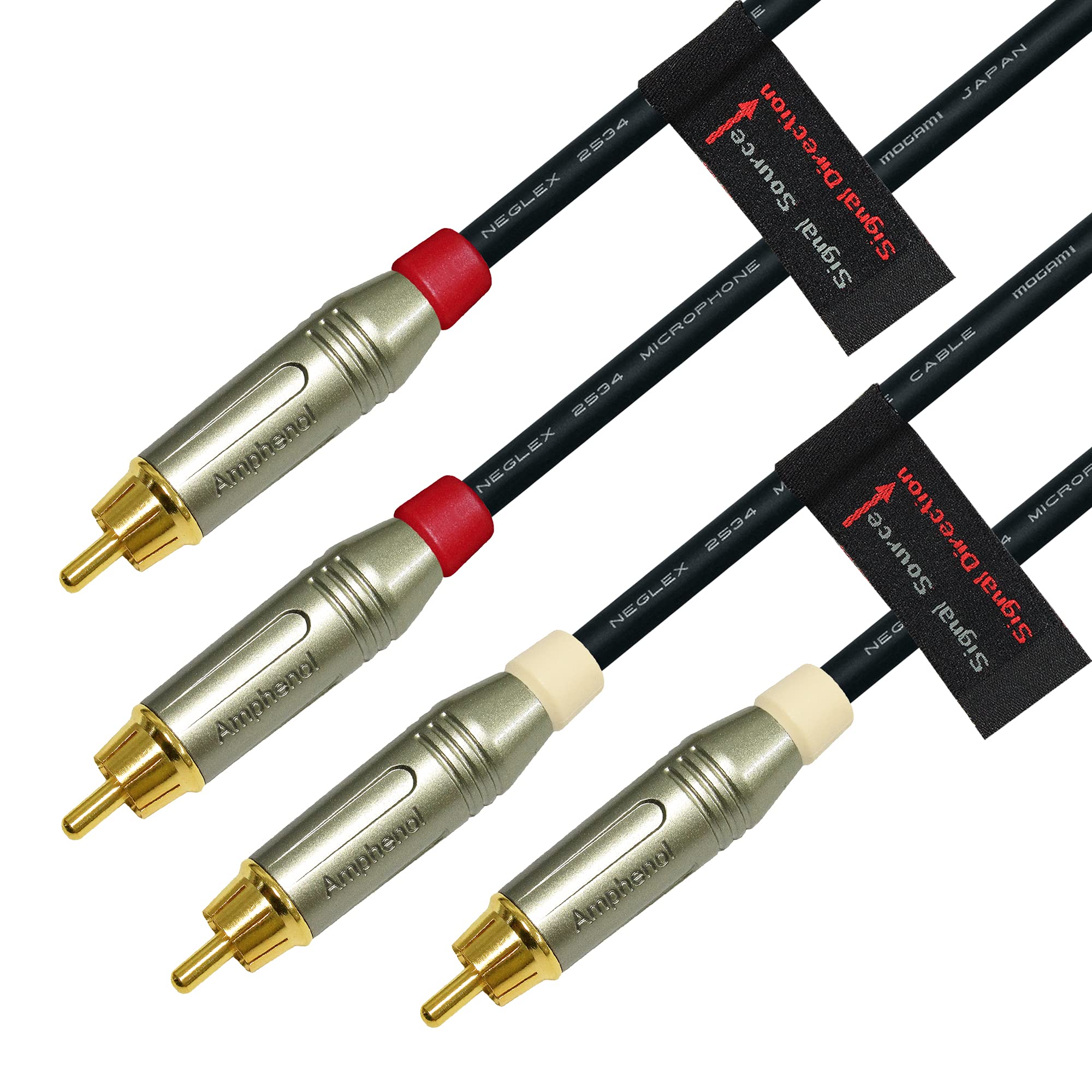 WORLDS BEST CABLES 2.5 Foot β Directional Quad High-Definition Audio Interconnect Cable Pair CUSTOM MADE using Mogami 2534 wire and Amphenol ACPR Die-Cast, Gold Plated RCA Connectors