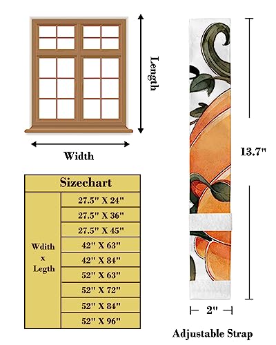 Tab Top Window Curtain,Autumn Farm Orange Pumpkins Patch Tier Curtains Panels Kitchen Valance 2 Drapes,Fall Harvest Black White Checkered Light Filtering Window Treatment for Bathroom Bedroom Cafe