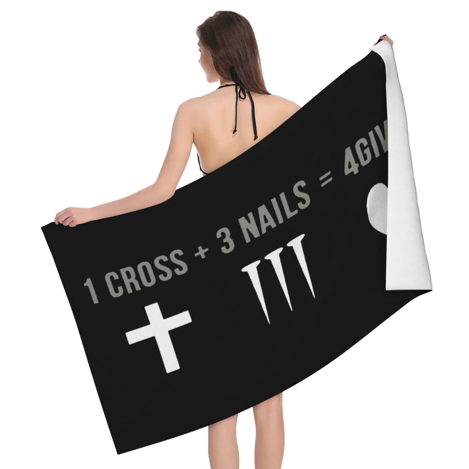 Zahika 1 Cross 3 Nails 4 Given Christian Cross Beach Towel Absorbent Bathroom Towels Beach Towels Oversized Super 32x52 Inch