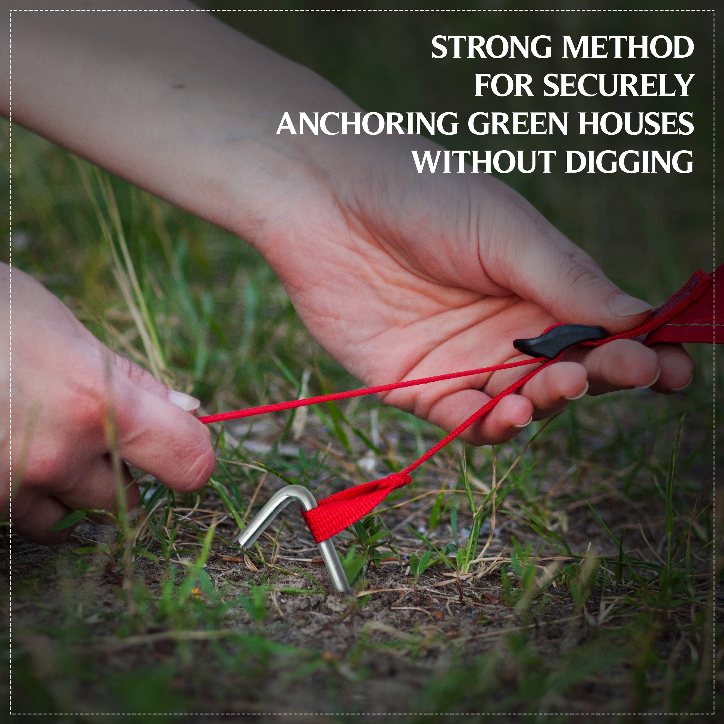 Tent Stakes For Outdoor Camping Heavy Duty Metal, Galvanized Rust-Free Yard Stakes, 10 Garden Edging Fence Hook | Garden Stakes For Gardening & Canopies, Tent Pegs - By Ram-Pro
