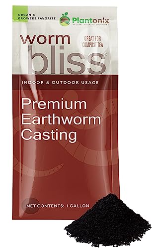 Worm Bliss (4 Qts) - Organic Worm Castings for Plants - All Natural Earthworm Castings for Plants, Flowers, & Veggies - OMRI-Listed Plant Fertilizer with 60+ Minerals - Soil Amendment for Plants