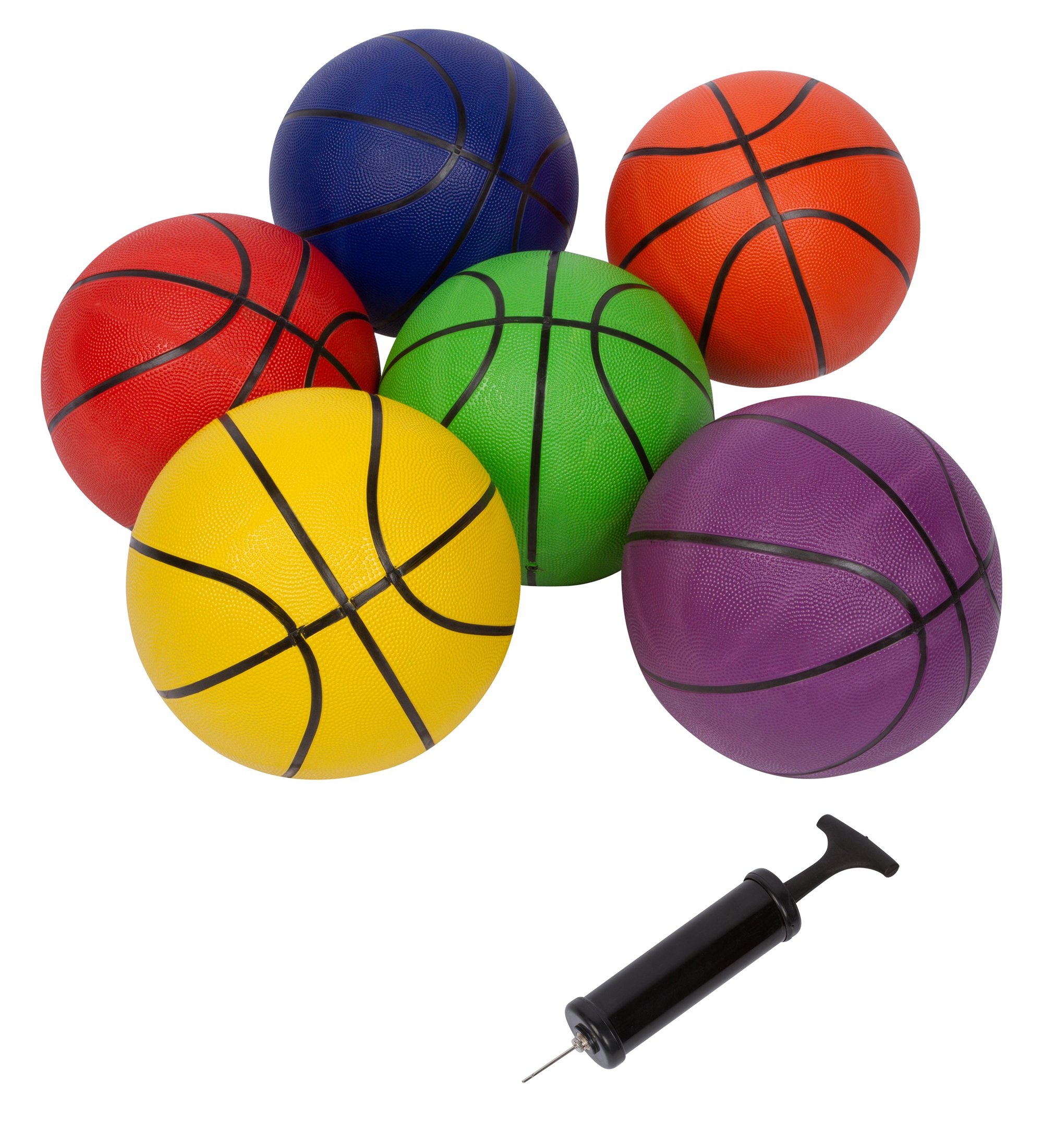 Trademark Innovations 29.5" Size 7 Regulation Size Basketballs - Set of 6 Multicolor with Pump