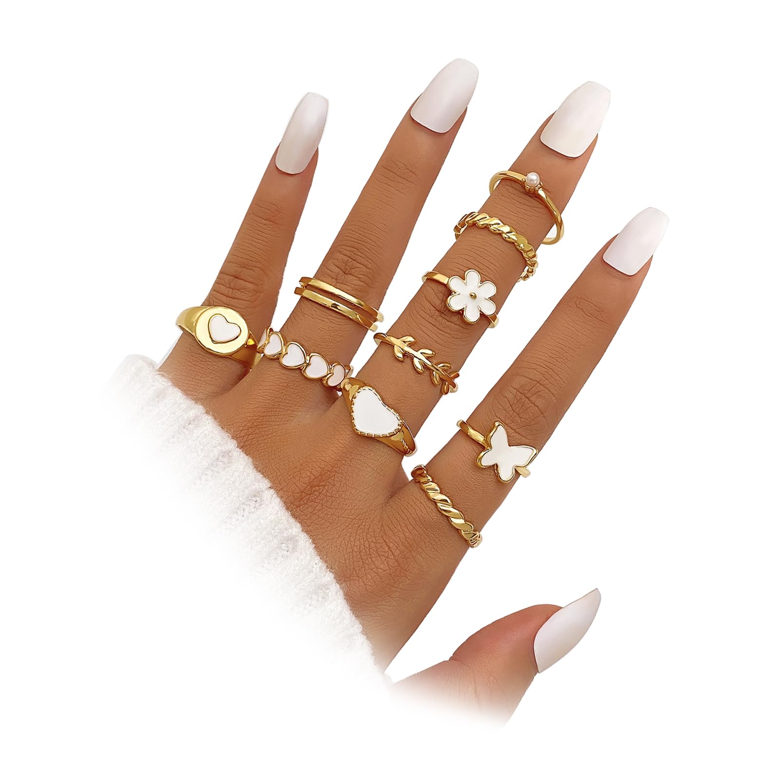 ZOVOLI 19-36 Pcs Gold Boho Knuckle Rings Set for Women, Vintage Stackable Dainty Joint Finger Gold Jewelry Set with Love Pearl and Sparkling Crystals (25-Pcs)