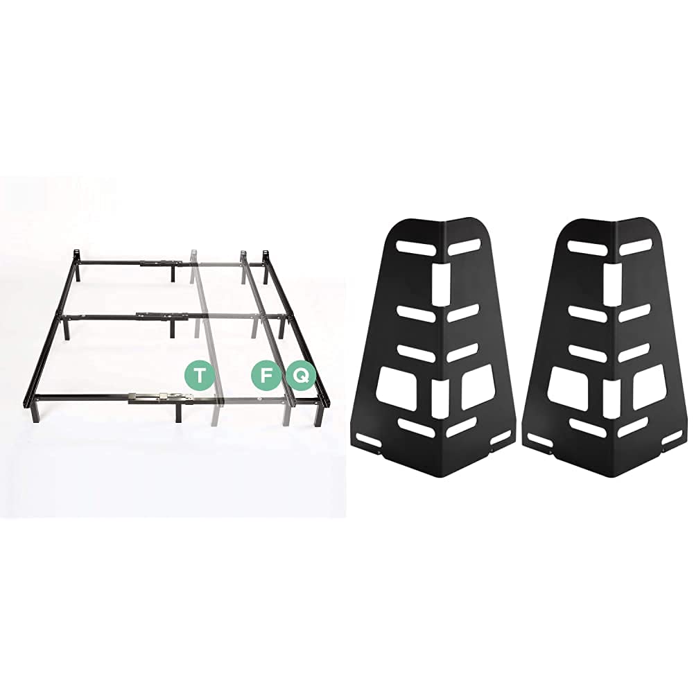 Zinus Compack Metal Adjustable Bed Frame / 7 Inch Support Bed Frame for Box Spring and Mattress Set, Twin/Full/Queen 14 Inch SmartBase Headboard or Footboard Brackets, Set of 2