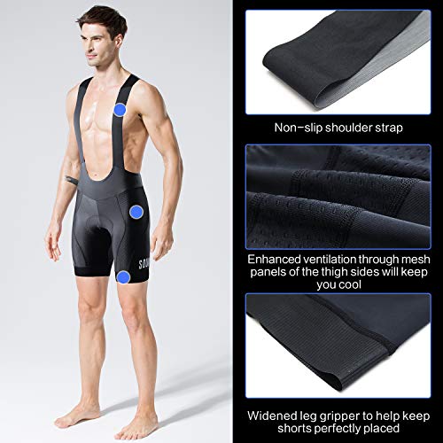 Souke Sports Men's Cycling Bike Bib Shorts 3D Padded Biking Bicycle Shorts Elastic Compression MTB Riding Pants (Black,Large)…