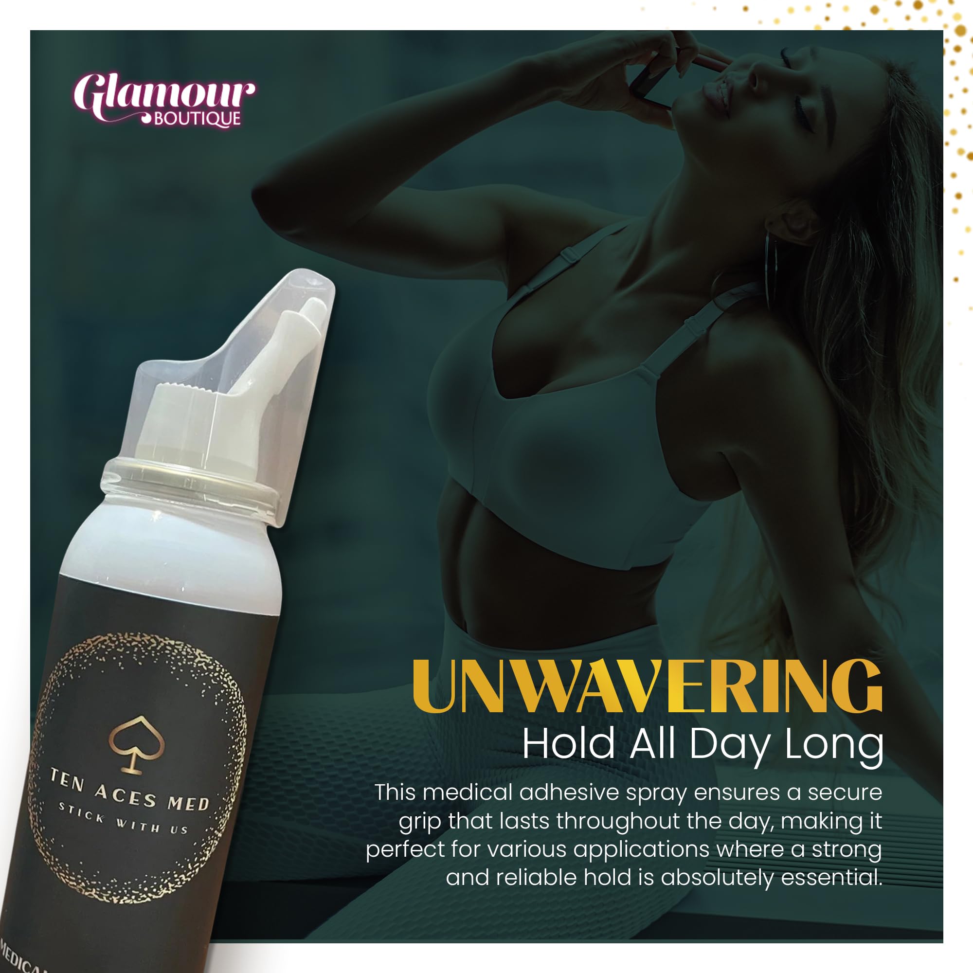 Ten Aces Secure and Reliable Silicone Breast Form Adhesive Spray Medical-Grade Skin Glue Strong Bonding and Breast Prosthesis Applicator (50 ml)