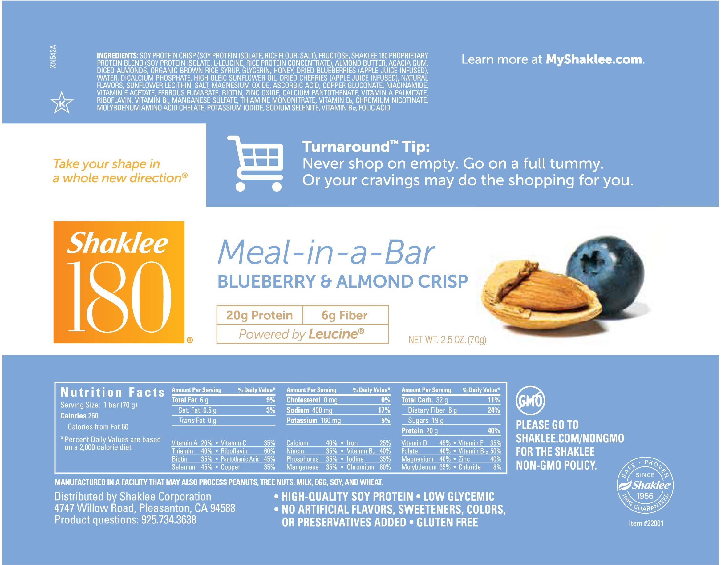 Shaklee® 180 Meal-in-a-Bar® (Blueberry & Almond Crisp - 7 Bars)