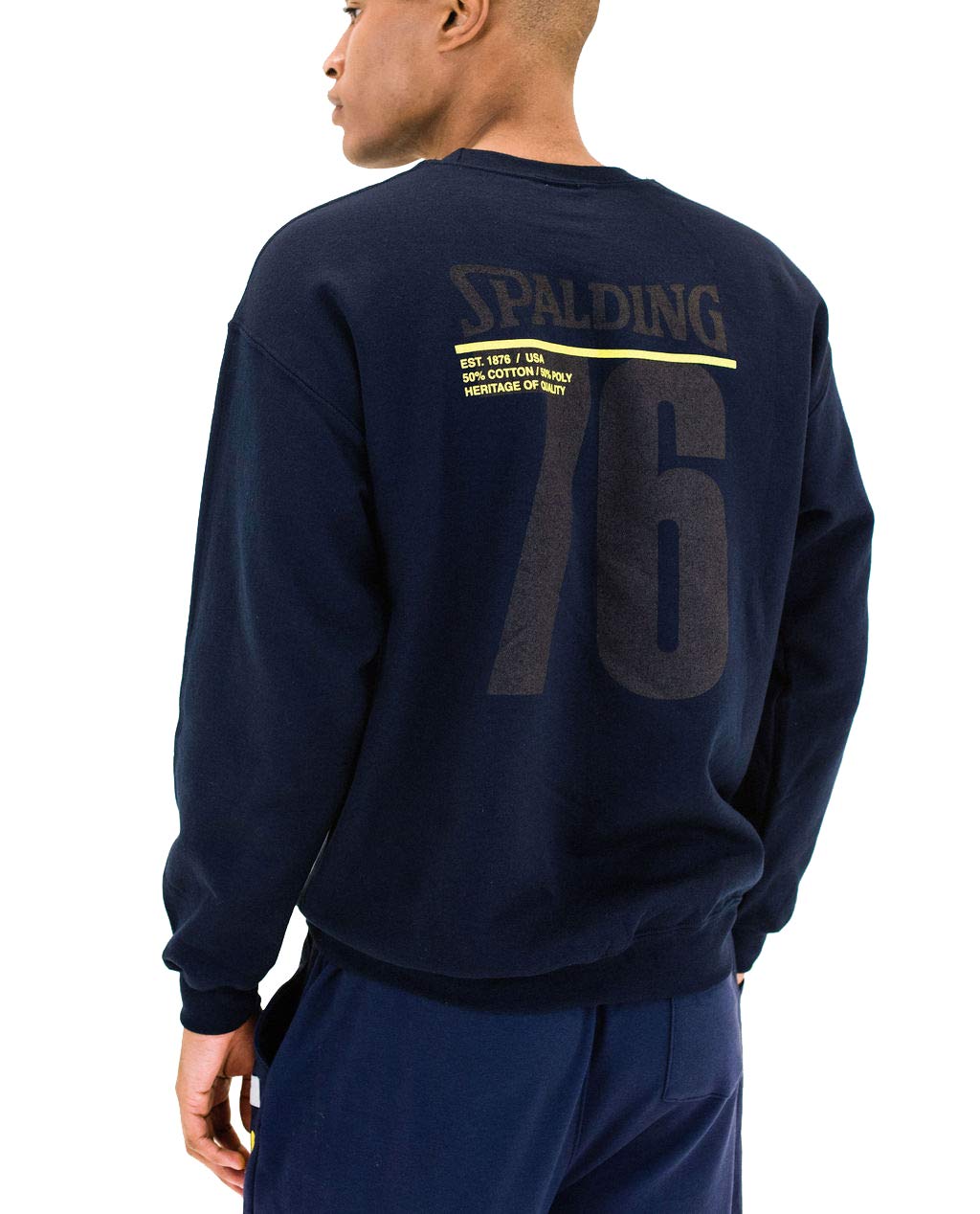 Spalding Men's Brand Logo Crew Neck Cotton Fleece Sweatshirt, Light Heather Gray, M