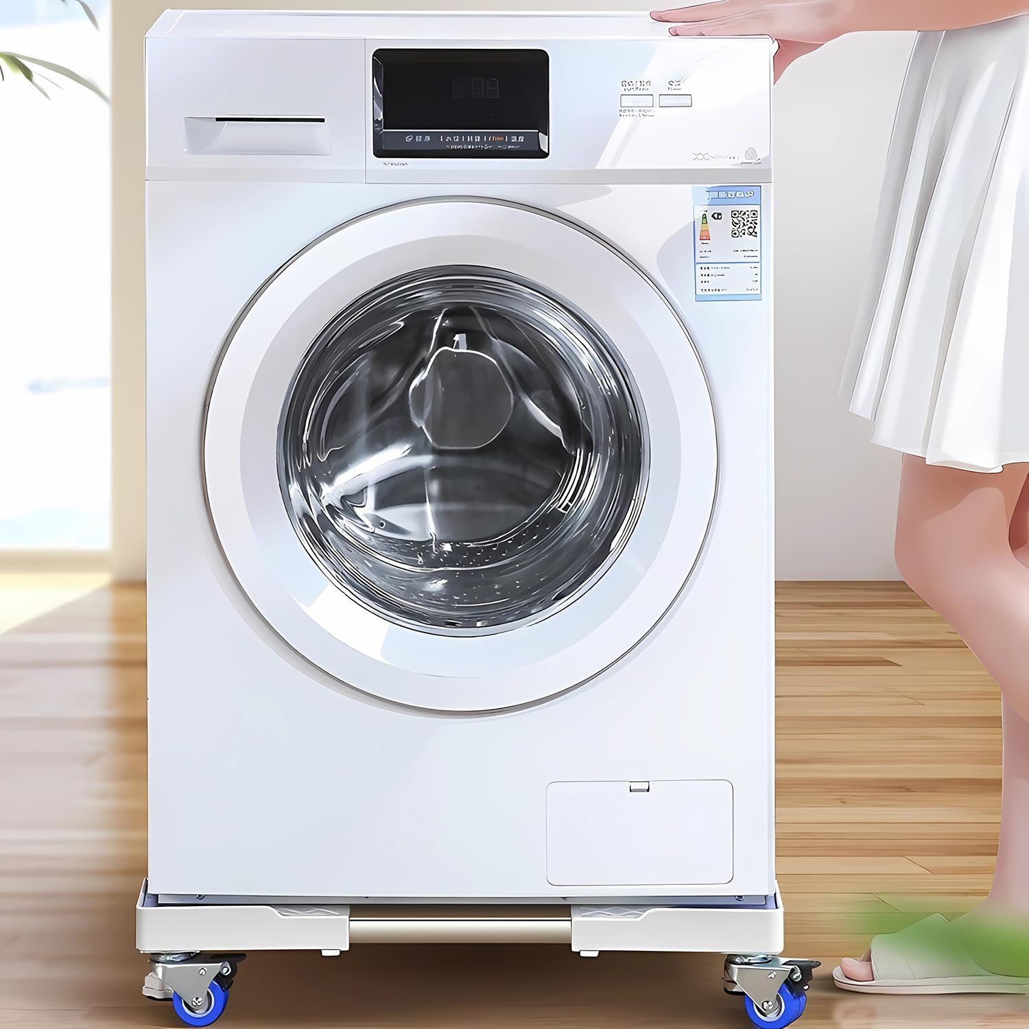 ShanSon Mini Fridge Stand Mobile Base With 4 Locking Refrigerator Wheels And 8 Strong Feet For Washer Dryer Washing Machine Stand Pedestal, Refrigerator Stand, Adjustable Appliance Dolly Square