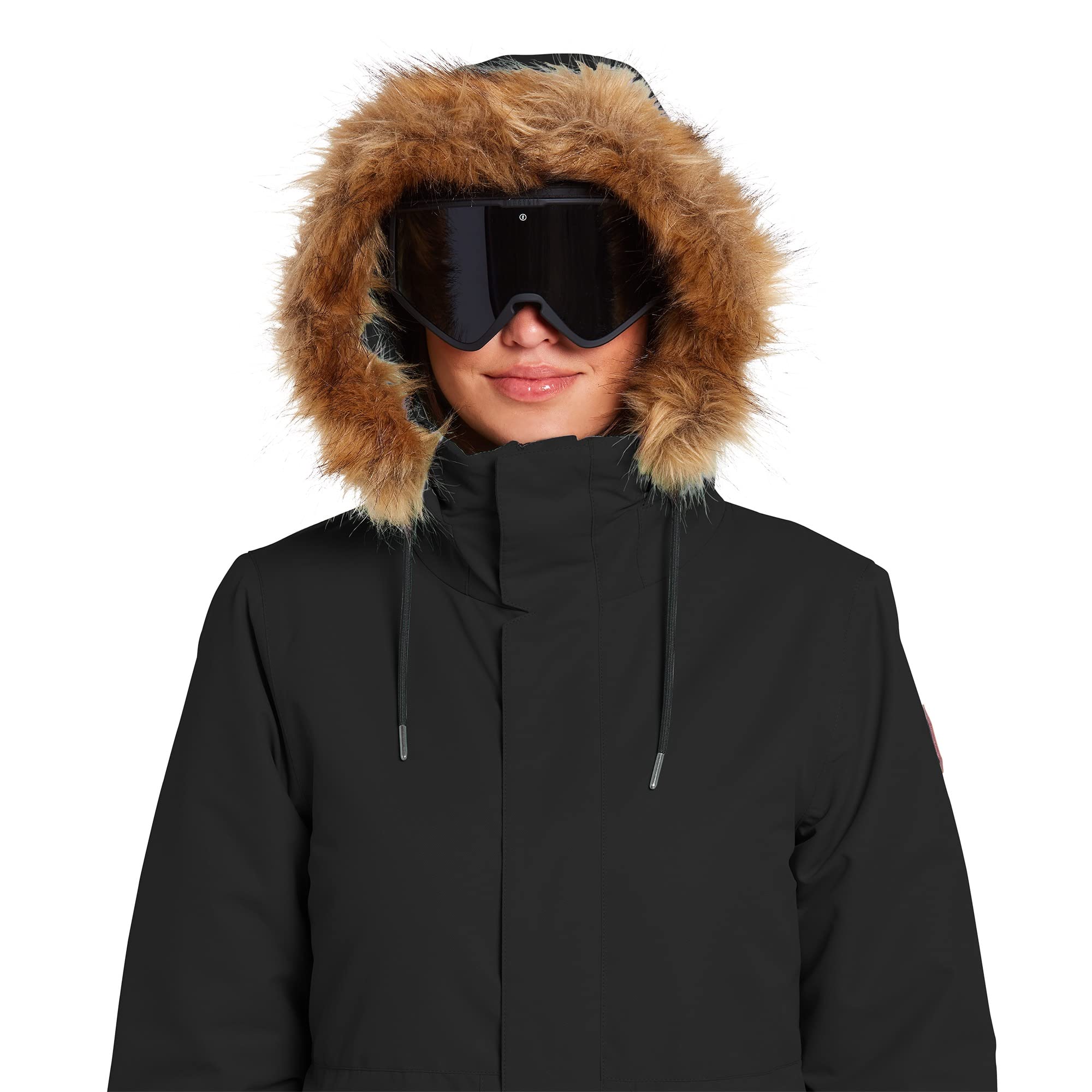 Volcom Women's Fawn Insulated Snowboard Ski Winter Hooded Jacket, black, Medium