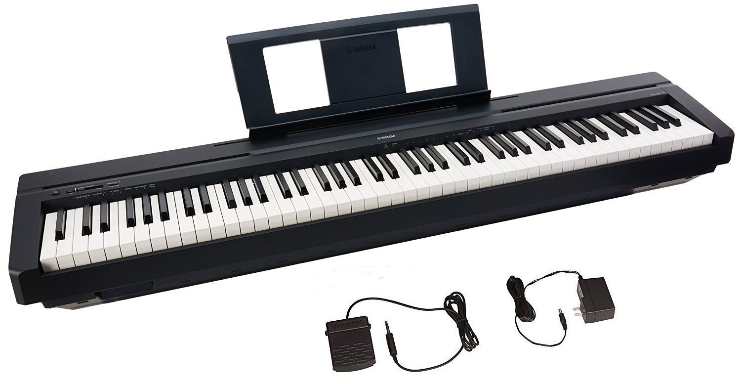 YAMAHA P45 88-Key Weighted Digital Piano Home Bundle With Wooden Furniture Stand And Bench