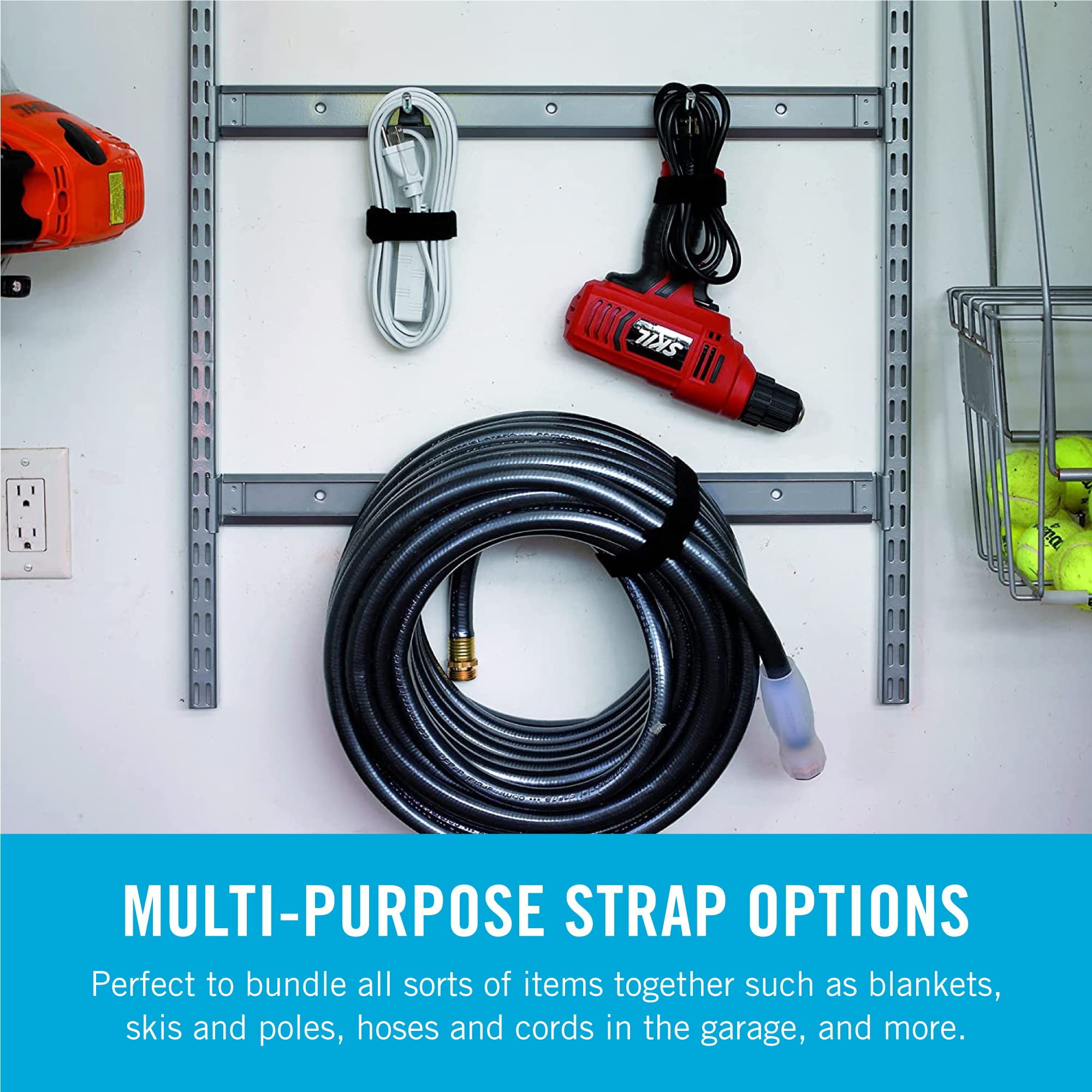 VELCRO Brand All-Purpose Elastic Straps | Strong & Reusable | Perfect for Fastening Wires & Organizing Cords | Black, 27in x 1in | 2 Count