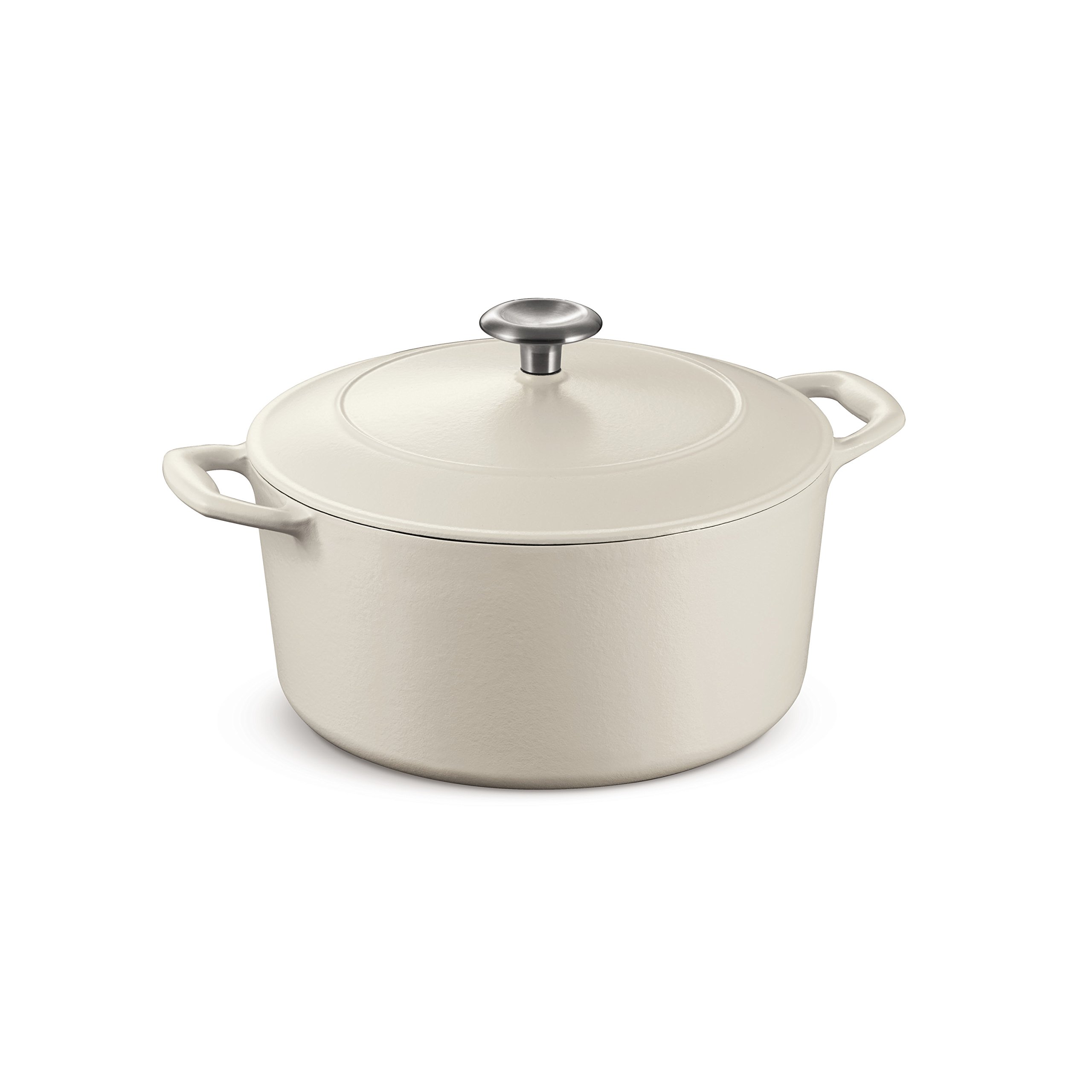 Tramontina Covered Round Dutch Oven, Enameled Cast Iron 5.5-Quart Matte White, 80131/035DS