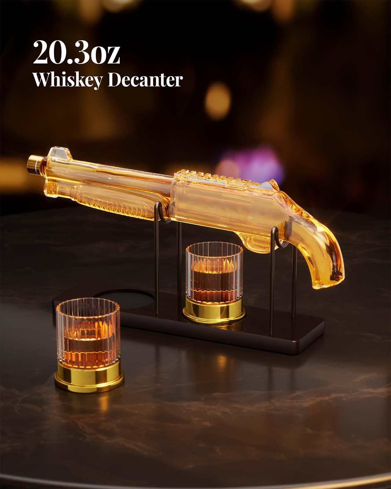 Whiskey Decanter Sets for Men, 20.3 Oz Decanter Set with 2 Glasses, Gifts for Men, Him, Dad, Brother, Birthday Gift Ideas from Daughter Son, Cool Liquor Dispenser for Home Bar