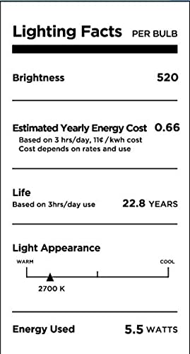 Tesler 60W Equivalent Torpedo 5.5W LED Filament Candelabra 6-Pack