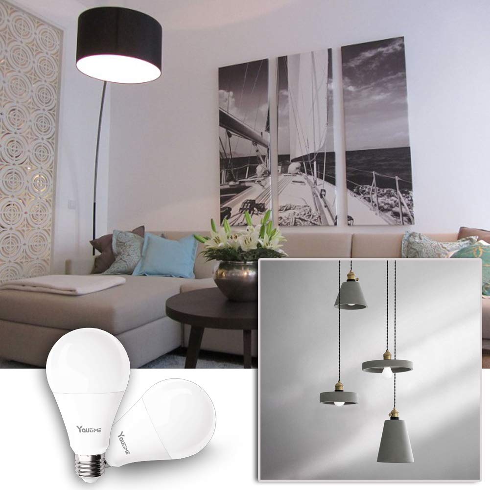Youtime Led Light Bulb 150 Watt Equivalent, Standard 20W A21 2200Lumens 5000K Daylight E26 Medium Screw Base Super Bright Light Bulb for Brightest Home Lighting 4Pack