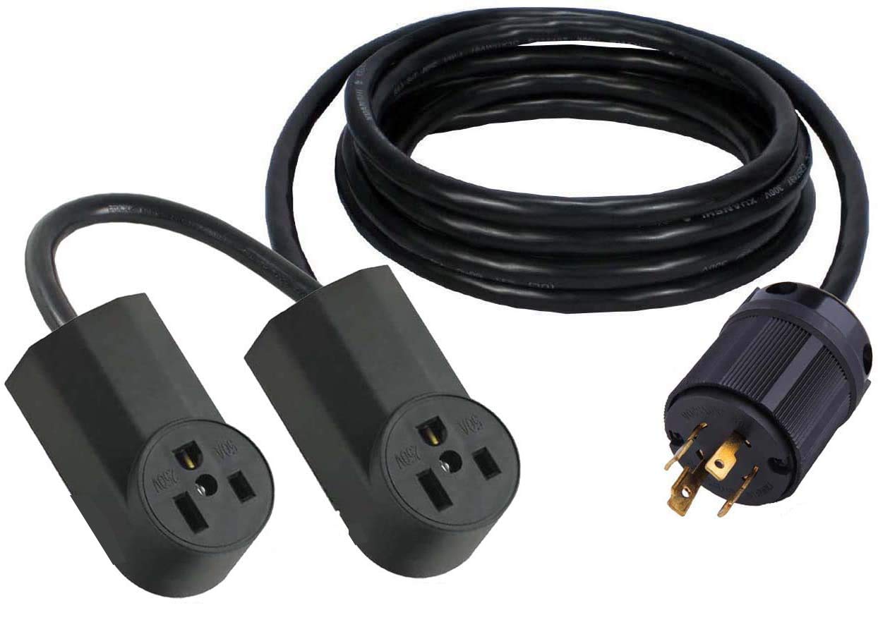 Y Adapter 2-Way Connector L14-30P Twist-Lock 4Pin Generator Plug Dual 6-50R 3Pin Miller Lincoln Hobart Plasma Cutter Welder Mig Tig Receptacle Outlet Electrical Power Cord Splitter 220/250V NEMA FX451