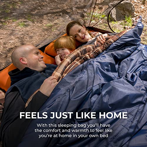 TETON Sports Mammoth Queen Size Sleeping Bag- Double Sleeping Bag β A Warm Bag the whole family can enjoy β Great Sleeping Bag for Camping, Hunting and base camp. Compression Sack Included Blue
