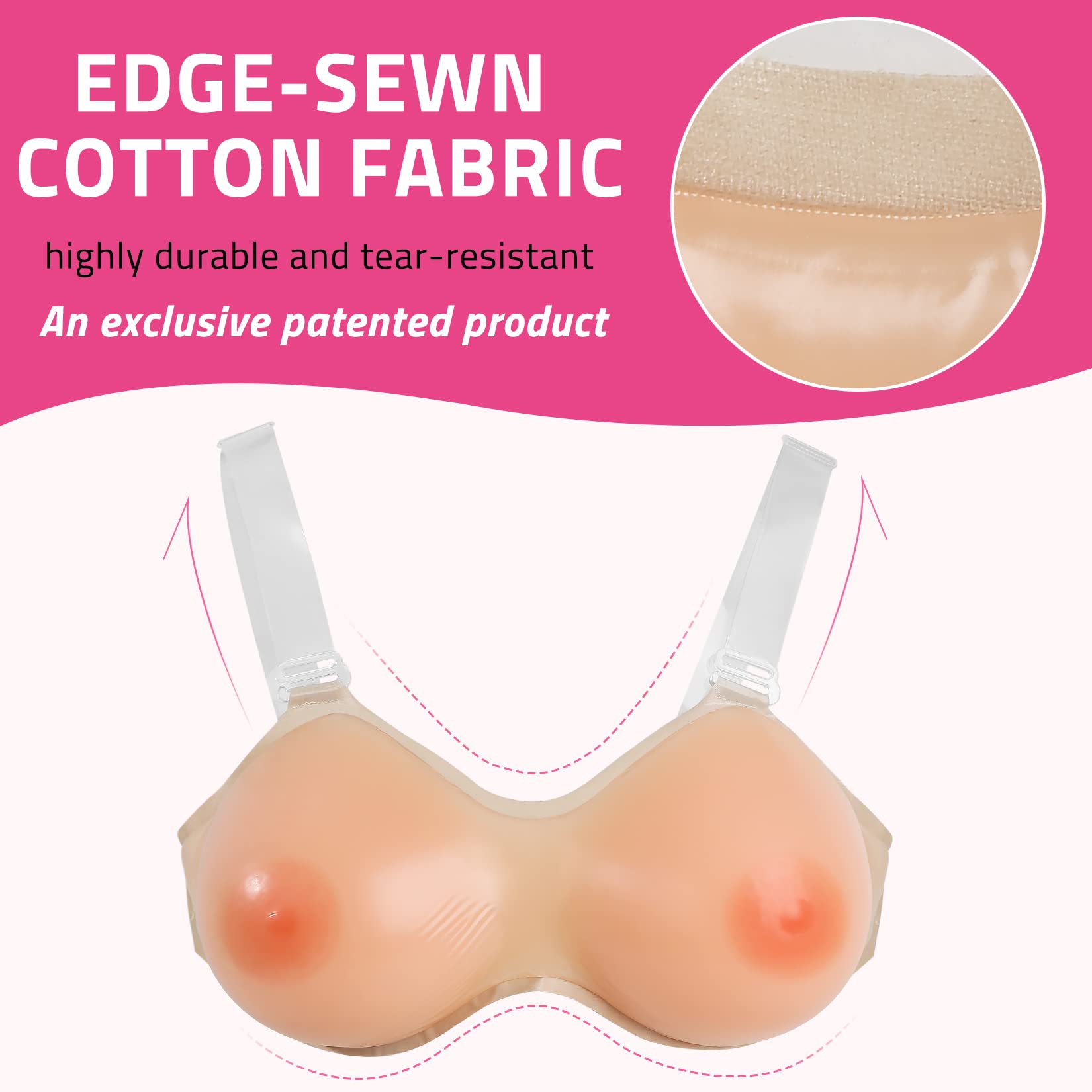 Vollence Durable B Cup Strap on Silicone Breast Form with Shoulder Strap Fake Boobs False Breast for Mastectomy Prosthesis Crossdresser Transgender Cosplay
