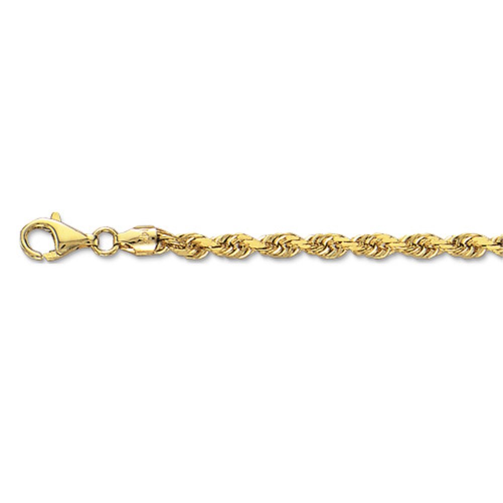 TEX 18Kt Solid Gold Diamond Cut Rope Chain Necklace 18" -30" 4 Mm