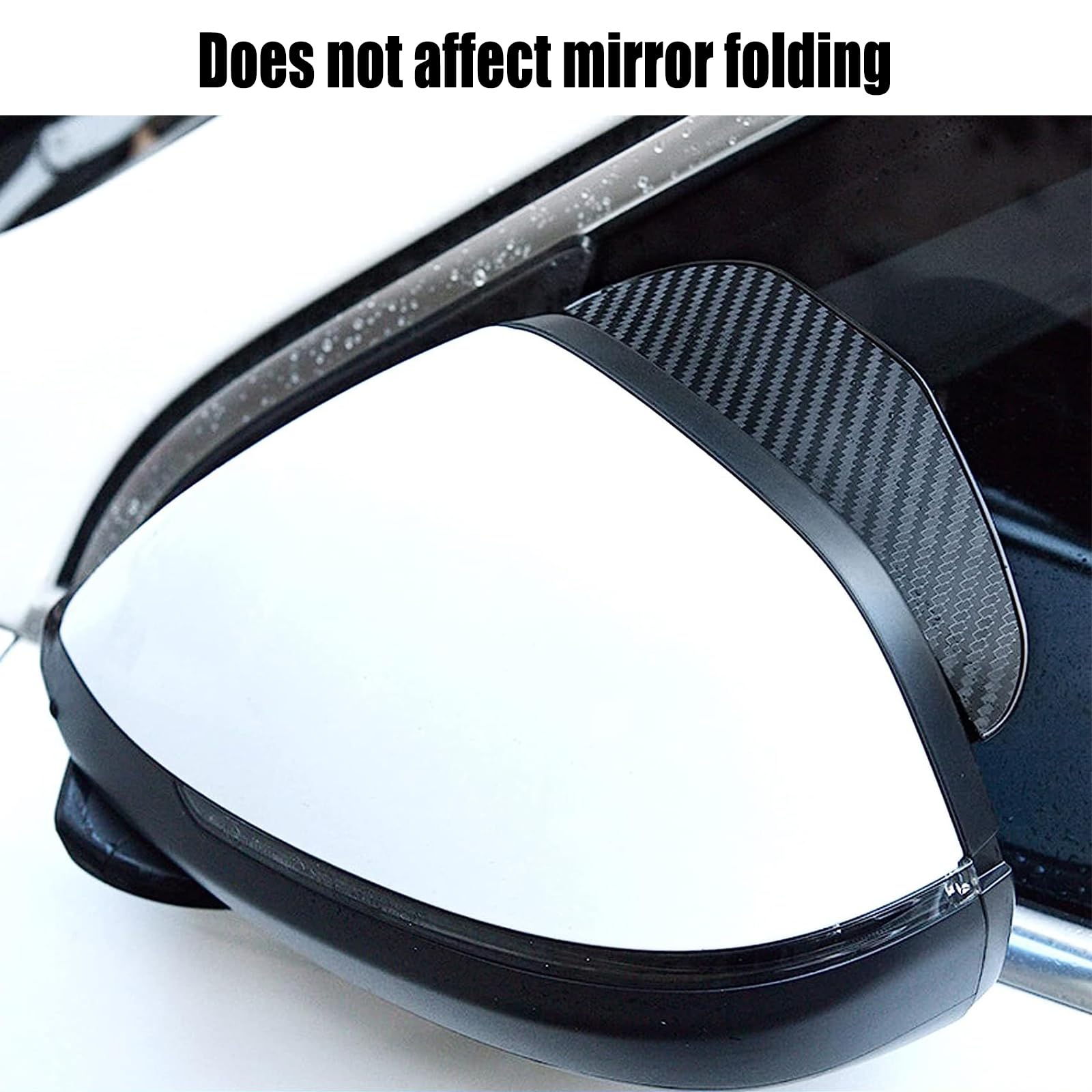 UGSHY 2 PCS Car Rearview Mirror Rain Eyebrow, Carbon Fiber Rubber Rain Shield, Waterproof Dirt-resistant Clear Vision Protector, Universal Rearview Mirror Accessories for Most Cars (Black)
