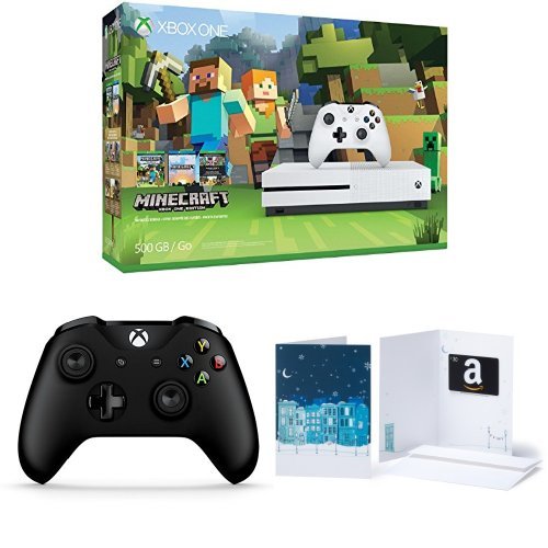 Xbox One S 500GB Console - Minecraft + Extra Controller + $30 Gift Card Bundle
