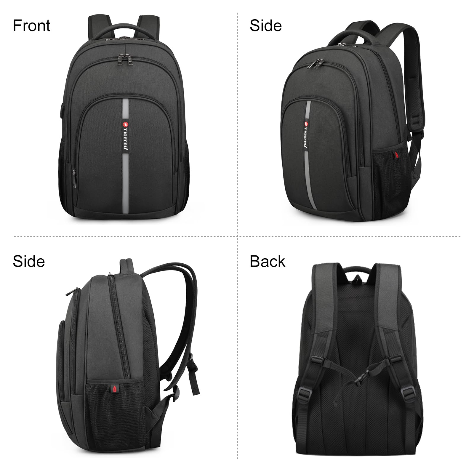 TIGERNU Laptop Backpack for Men Anti Theft Travel Backpacks Computer Work Backpack Fits 15.6 Inch Laptop (T-B007 Black)
