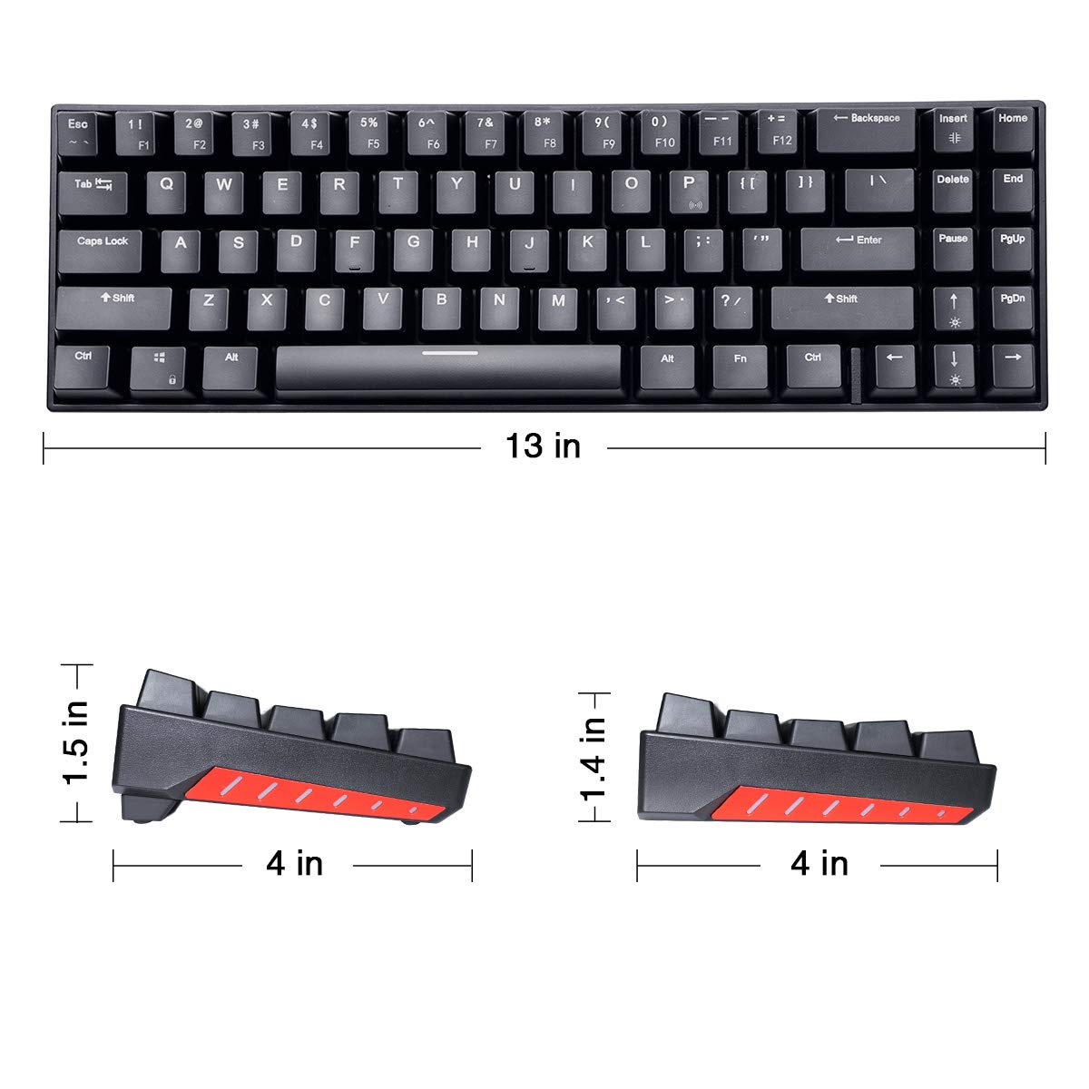 VELOCIFIRE Wireless Mechanical Keyboard, TKL71WS 71-Key Tenkeyless Brown Switches Compact Gaming Keyboard with Ice Blue Backlit for Copywriters, Typists, and Programmers