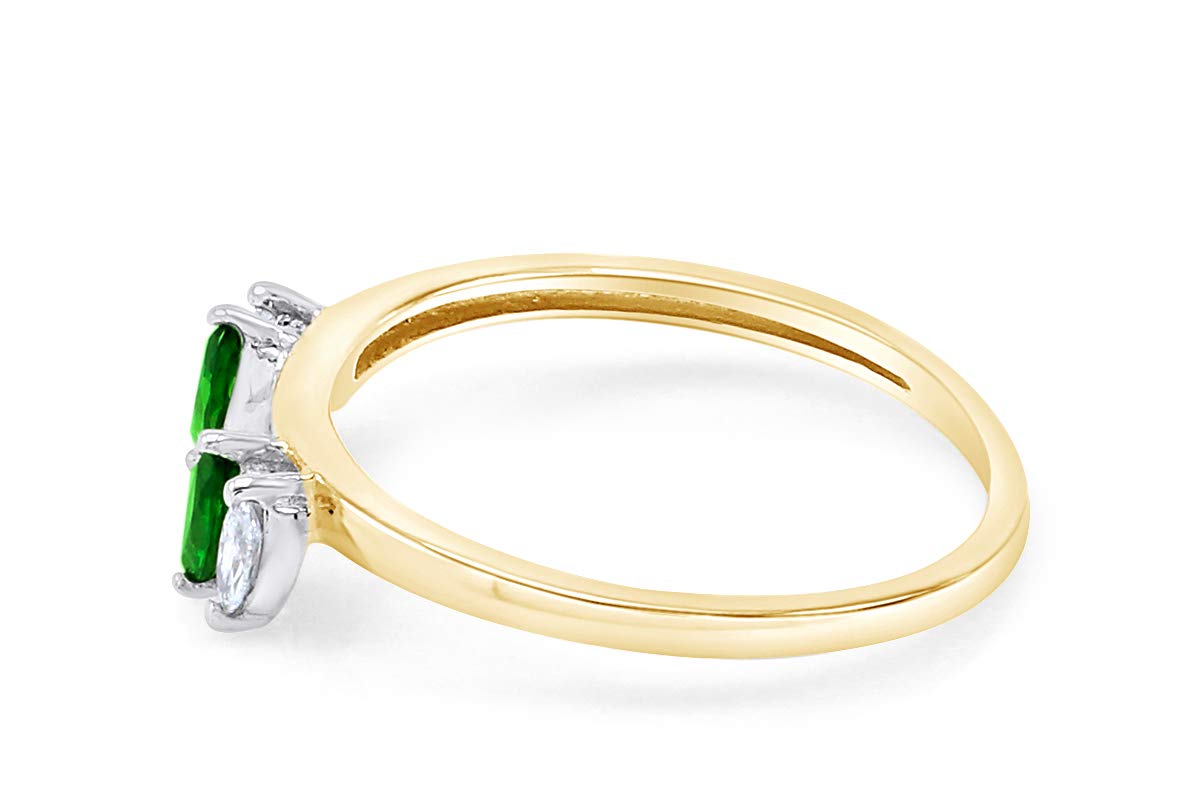 THE JEWEL ZONE White Natural Diamond & Emerald Enhancer Guard Wrap Wedding Ring in 14k Two Tone Yellow Gold Over Sterling Silver (1/6 Cttw)