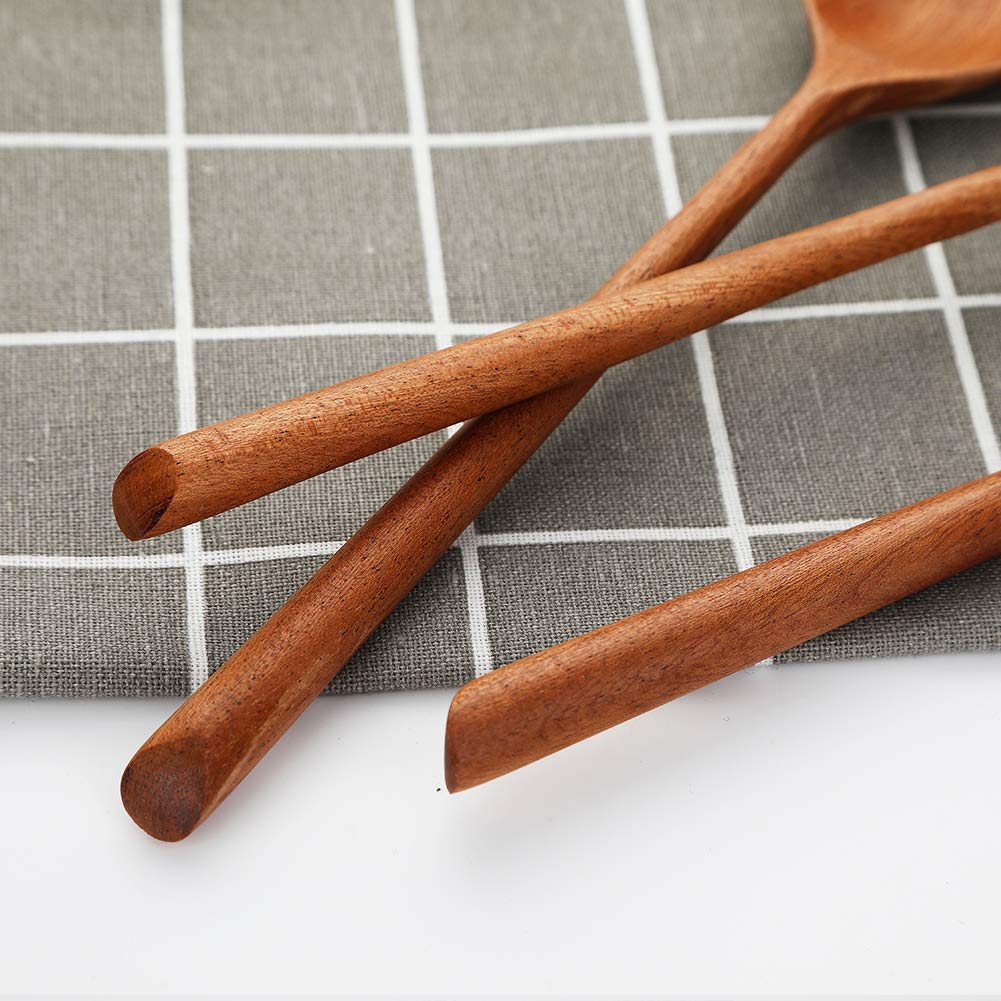 Wood Flatware Sets, Spoons and Forks Set, Reusable Utensils Set,3 Pieces Wooden Spoon Fork Knife Cutlery Set Wooden Dinner Utensil Set, Wooden Kitchen Dinnerware Portable Utensils for Home