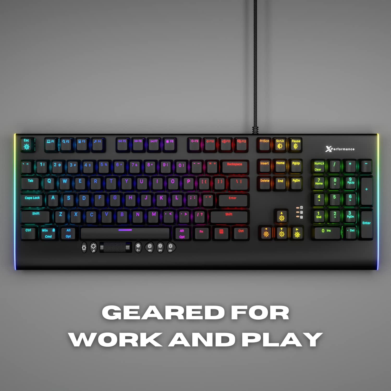 X9 RGB Mechanical Keyboard Gaming - Full Size USB Wired Mechanical Gaming Keyboard - Roller Bar, Metal Top Panel, Brown Switch - Mechanical RGB Keyboard