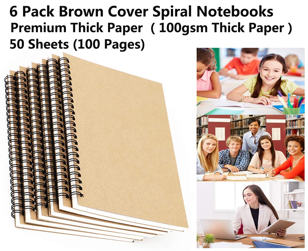 Zegrox 6 Pack Black cover Journal Notebooks for work, Ruled Subject Notebooks, lined Thick paper 50 Sheets (100 Pages)-8.27x 5.59inch,A5 size Notebook.