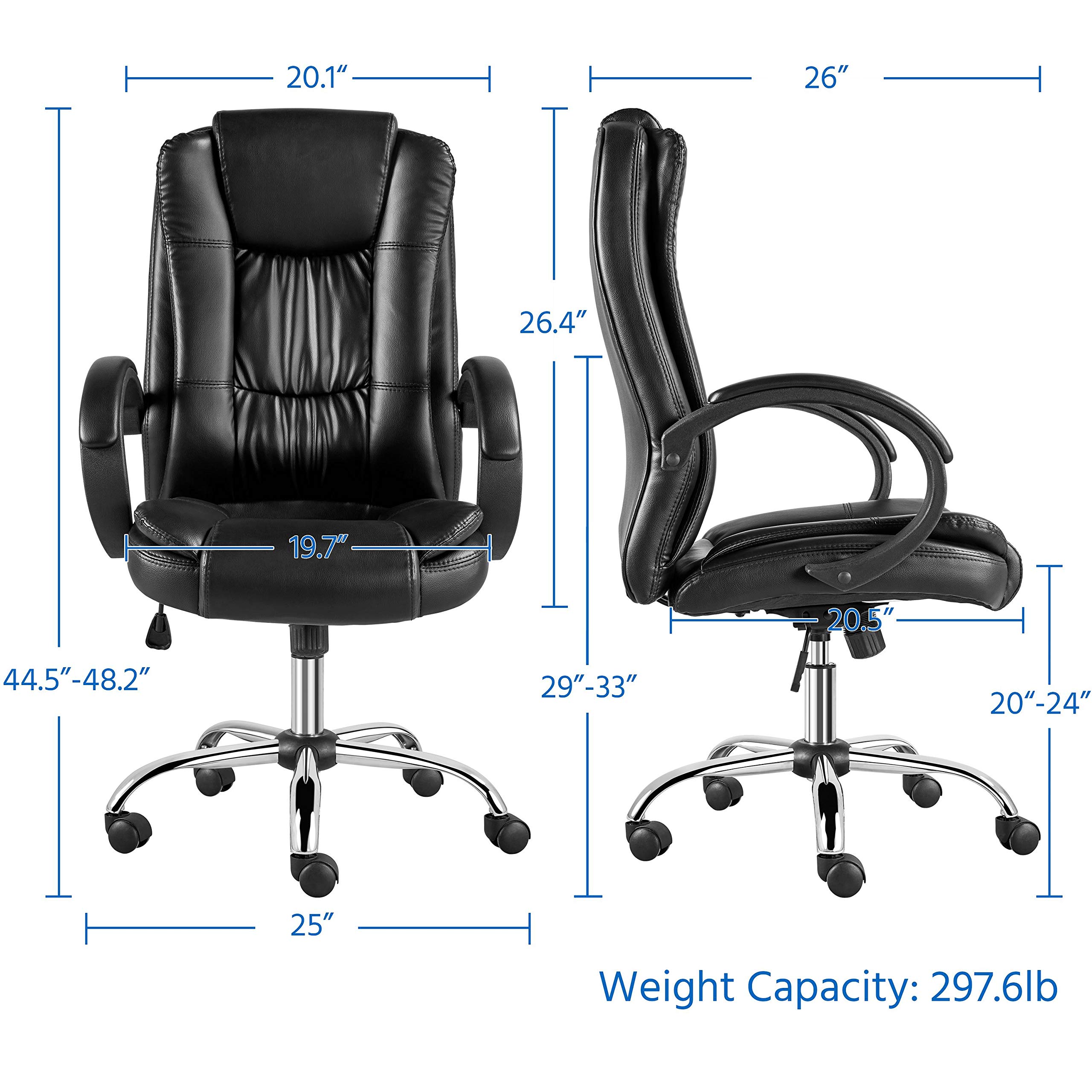 Yaheetech High Back Office Desk Chair PU Leather Executive Computer Chair Swivel Conference Task Chair with Thick Seat & Lumbar Support