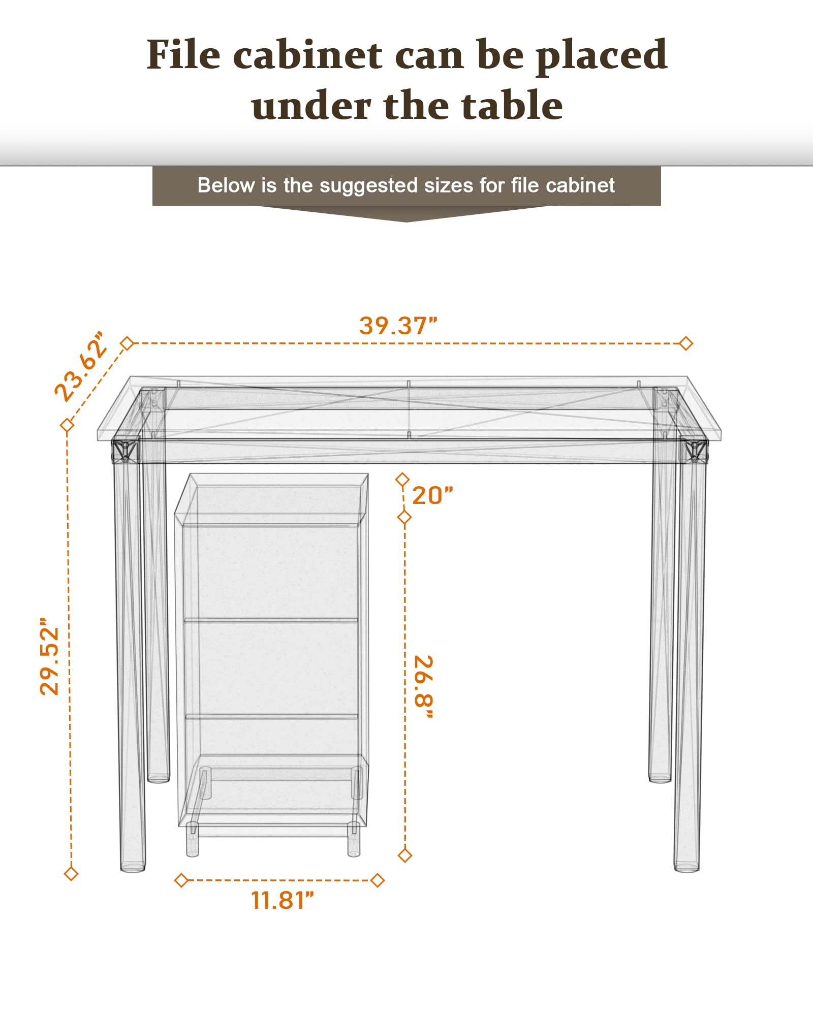 Teraves Computer Desk/Dining Table Office Desk Sturdy Writing Workstation for Home Office (39.37β, Beige + White Frame)