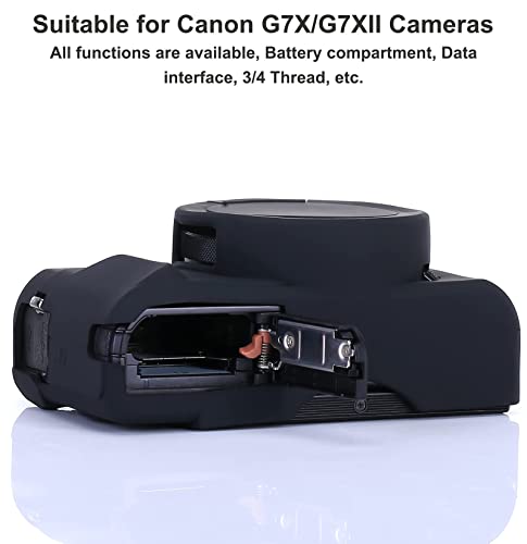 Yisau Case for G7X Mark II G7X Removable Lens Cover, Silicone Cover Rubber Soft Camera Case for Canon PowerShot G7X II G7X (Glamour Black)