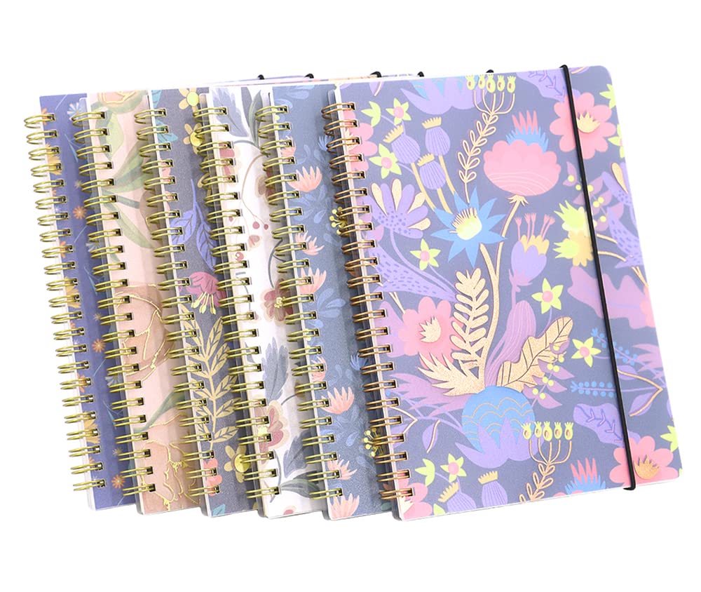 Zegrox Lined Spiral Journal Notebook, 6PCS,160 Pages, Medium 5.75 inches x 8.35 inches - 100 GSM Thick Paper, Hardcover, Double-Wire Spiral Journal & Notebook
