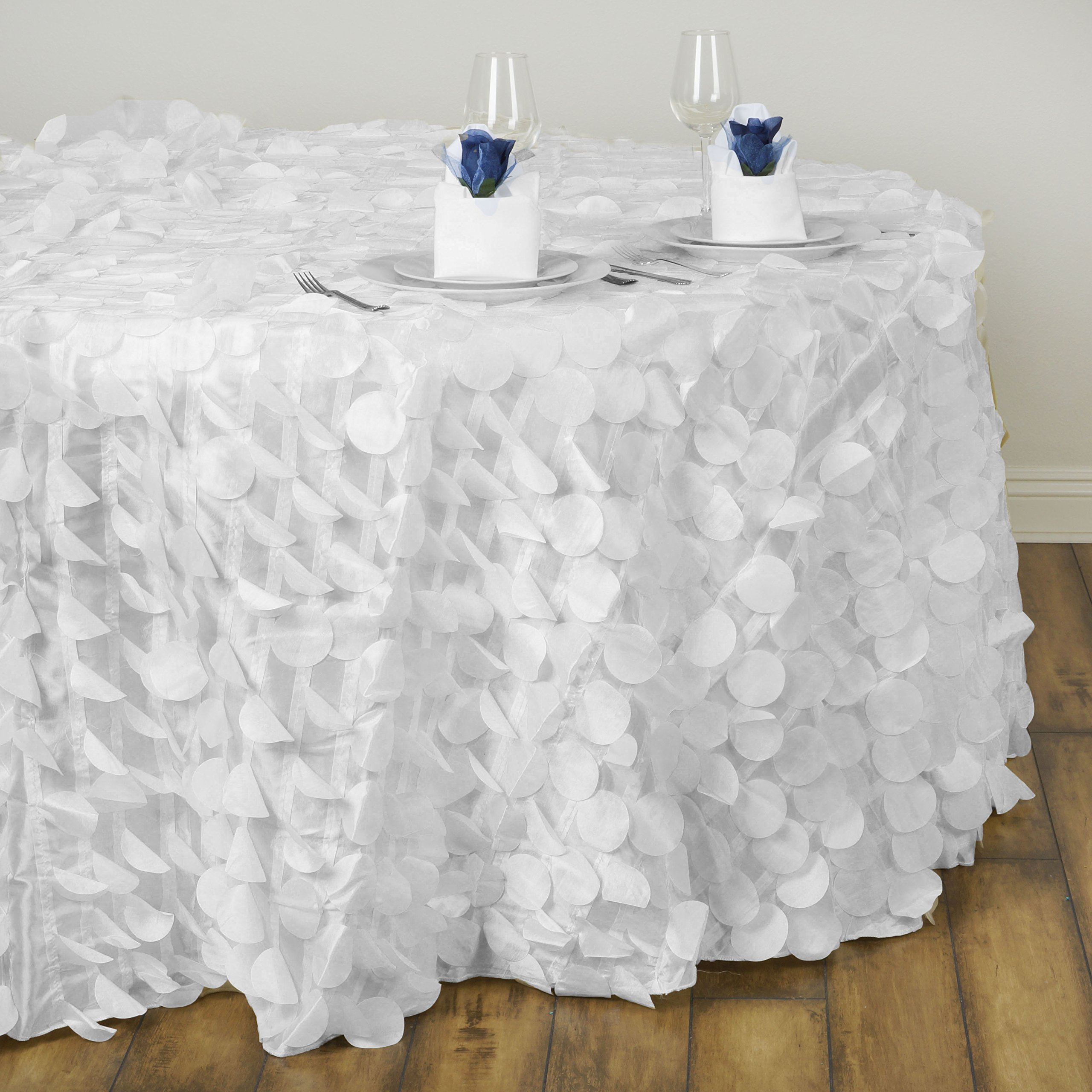 TABLECLOTHSFACTORY Vibrant Flamingo Petals 120 Round Tablecloth White